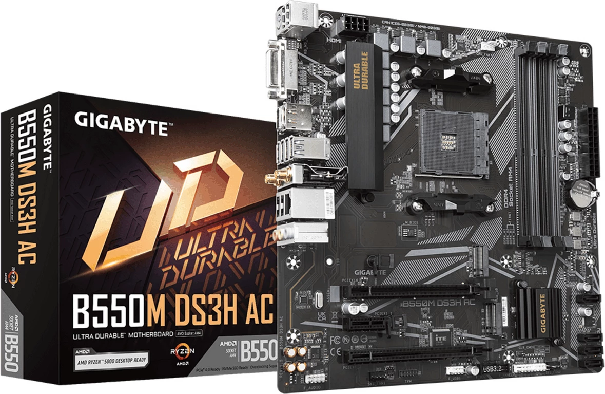 Pllakë amë, Gigabyte, B550M DS3H AC, chipset B550 | foleja